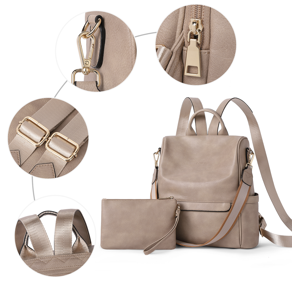 CLUCI Womens Backpack Purse Leather Anti-theft Large Fashion Designer