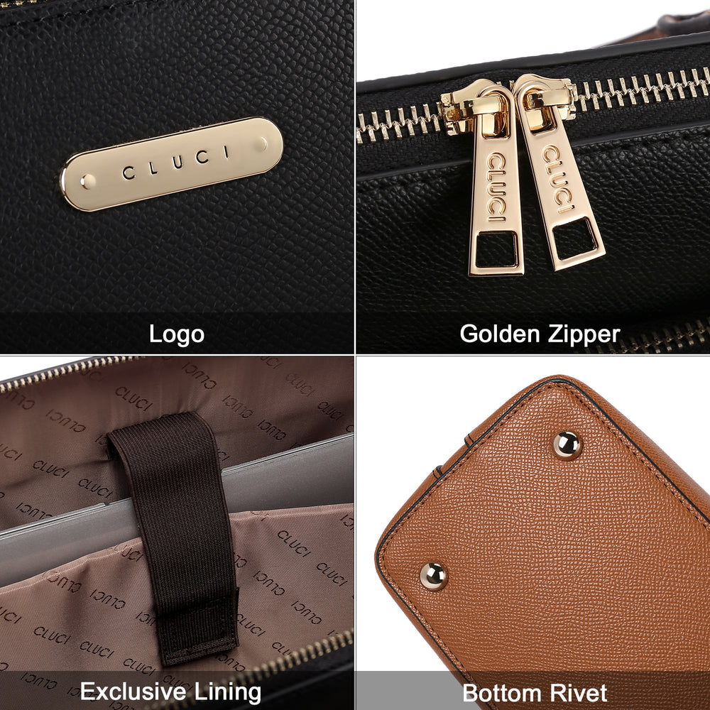 CLUCI Leather Briefcase for Women 15.6 Inch Laptop Business Computer L