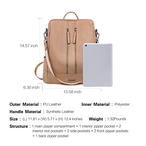CLUCI Leather Backpack Purse for Women Convertible Large Travel Ladies