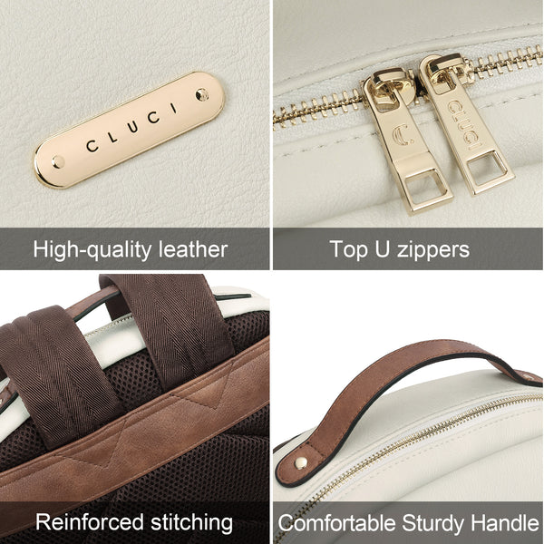 CLUCI Leather Laptop Backpack Purse for Women 15.6 inch Computer Backp