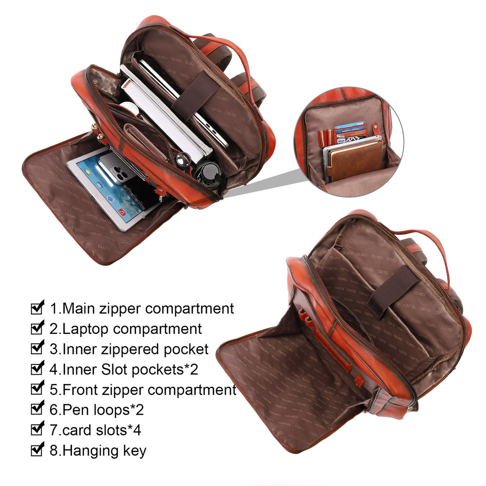 CLUCI Genuine Leather Laptop Backpack for Women 15.6 inch Computer Bag