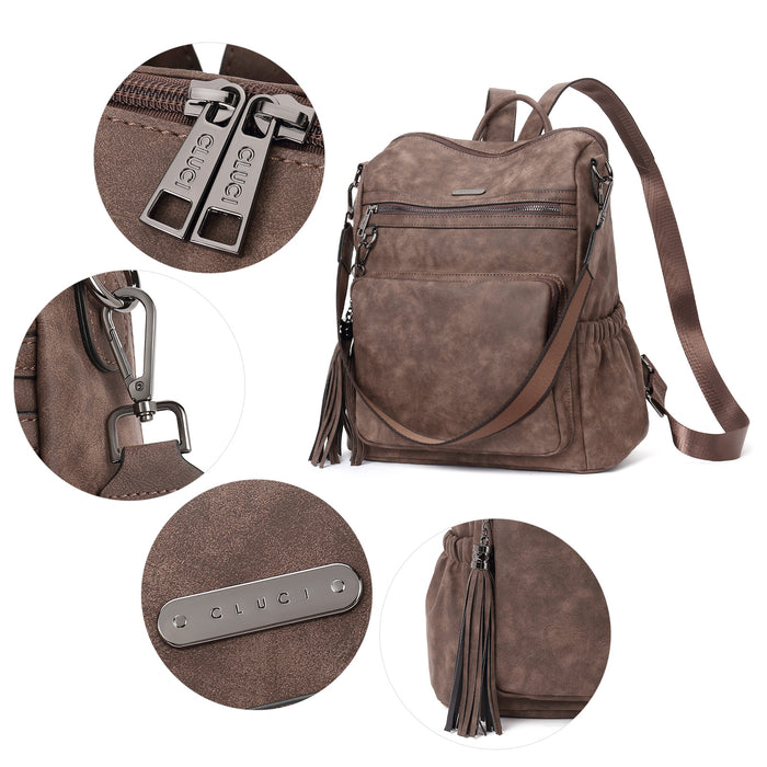 CLUCI Backpack Purse for Women Fashion Leather Designer Travel Large L