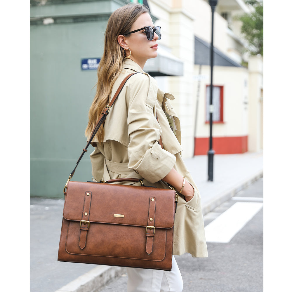 Marilyn British Style Ladies Leather Briefcase Messenger Bag | CLUCI