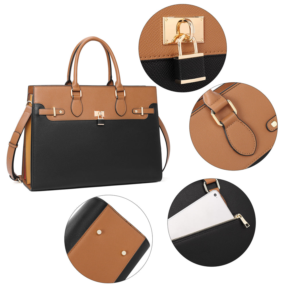 CLUCI Leather Briefcase for Women 15.6" Large Laptop Bag Computer Shou