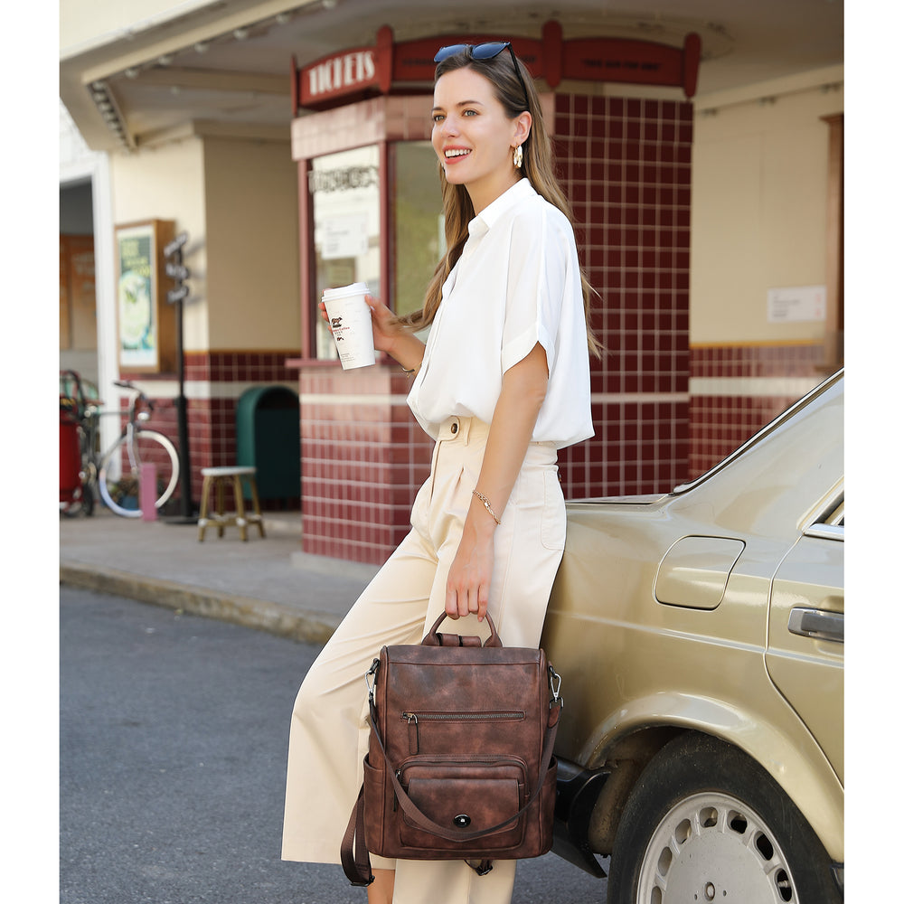 Designer Vegan Leather Briefcase And Vegan Backpack Purse For Women