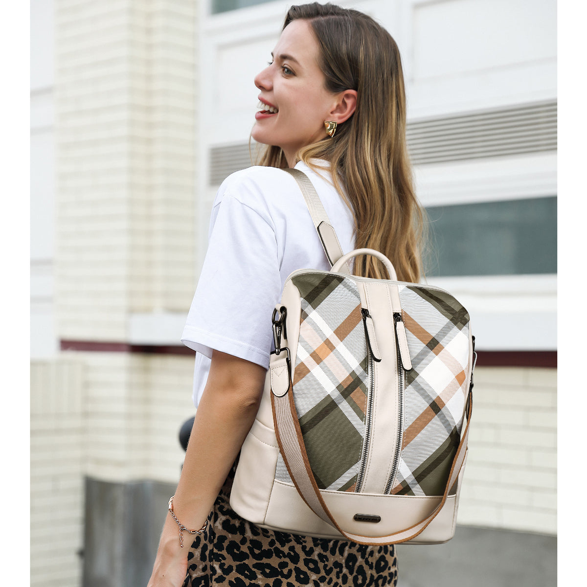 Greene Vegan Soft Leather Backpack Leather Purse For Work And Study | CLUCI